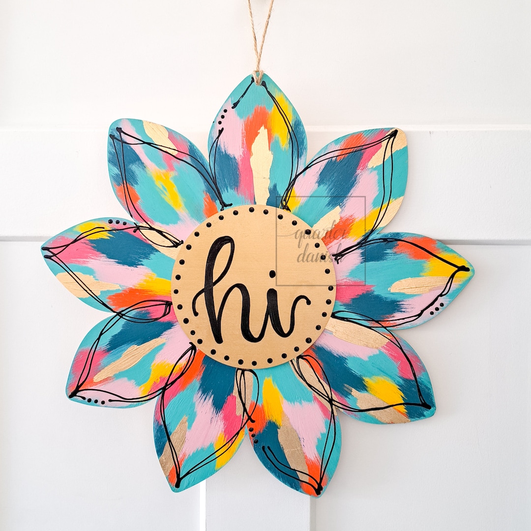 Flower Door Hanger, Colorful Door Sign, Summer Door Decor, Summer Gift ...