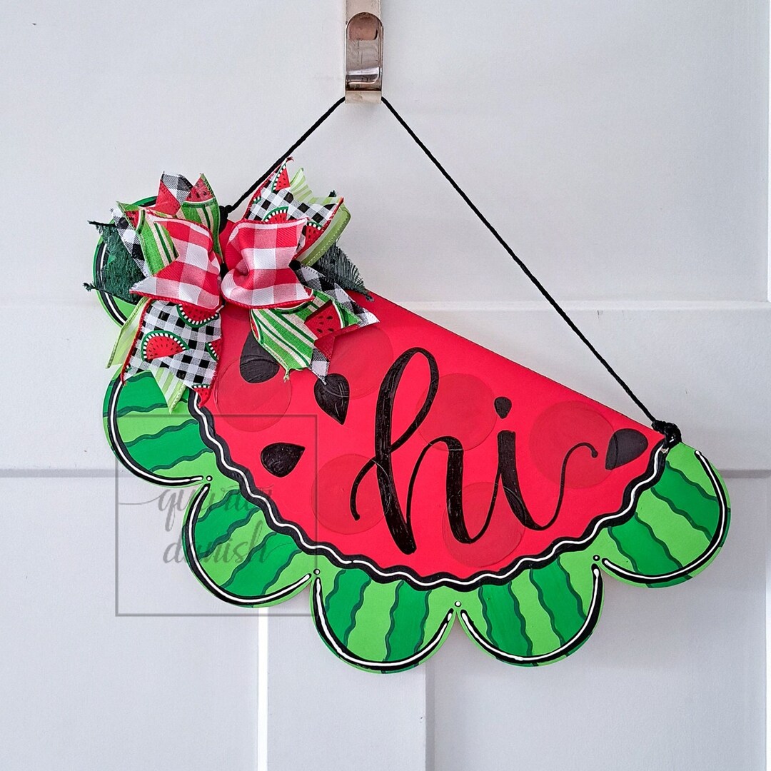 Watermelon Welcome Sign, Summer Door Hanger, Colorful Welcome Sign for ...