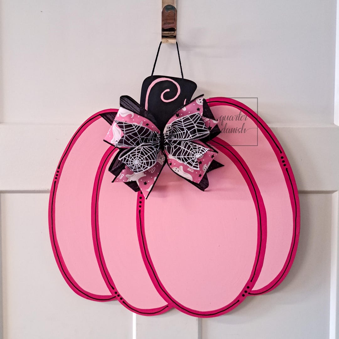 Pink Pumpkin Door Hanger, Pumpkin Decor, Pumpkin Door Sign, Pumpkin ...
