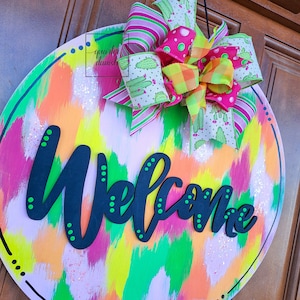 Welcome Door Hanger, Colorful Welcome Home Sign, Summer Welcome Sign ...