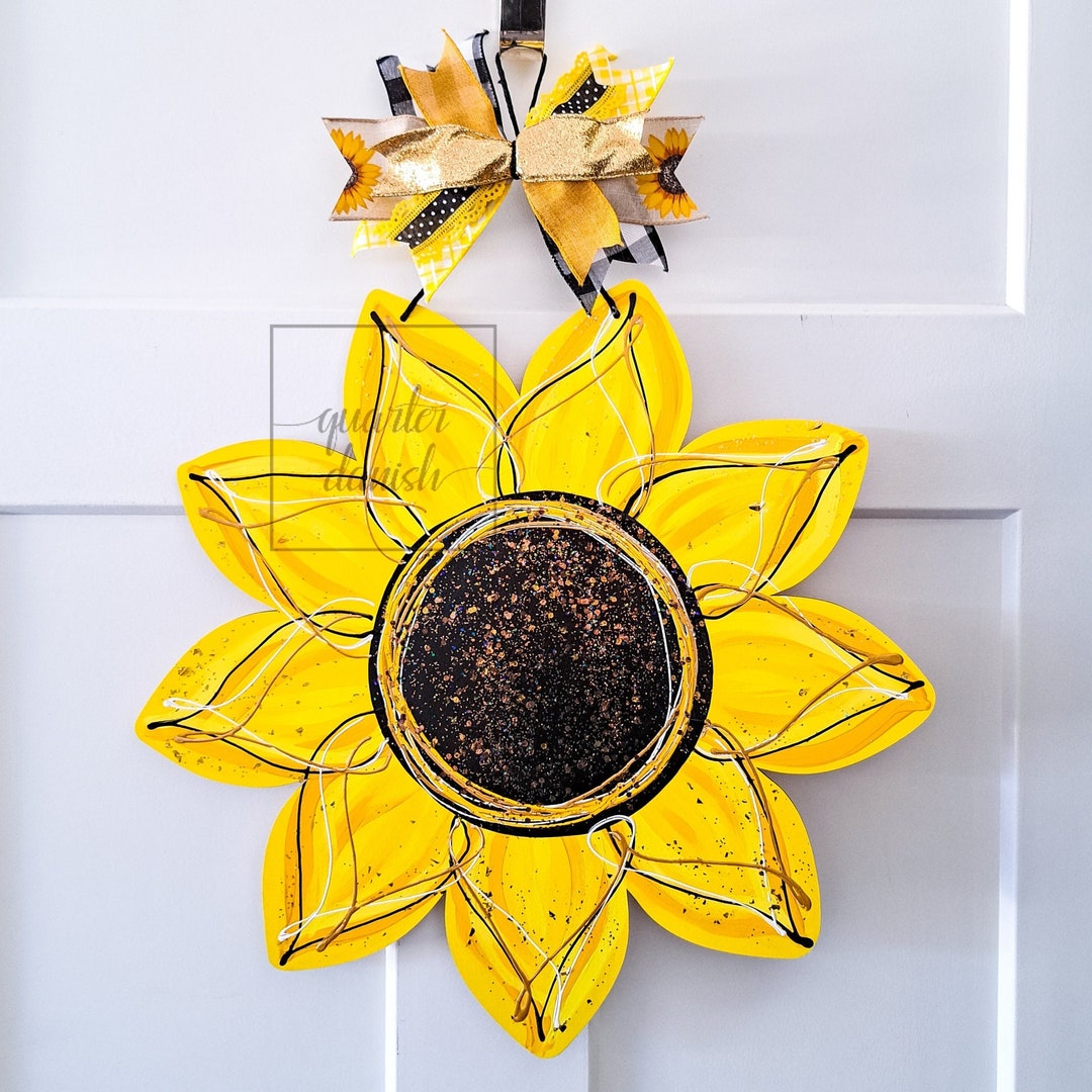 Sunflower Door Hanger, Colorful Welcome Home Sign, Summer Welcome Sign ...