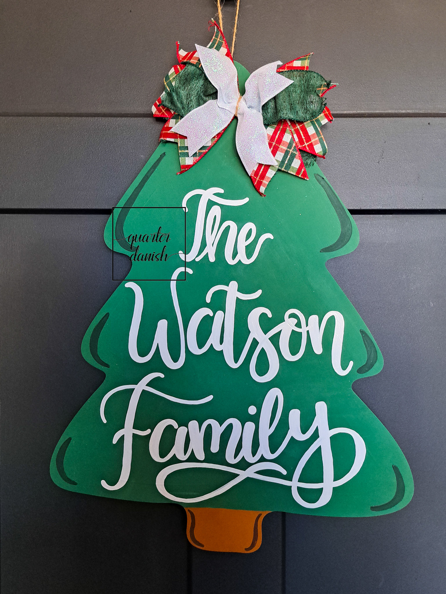 Personalized Christmas Door Sign, Christmas Tree Door Hanger, Christmas ...
