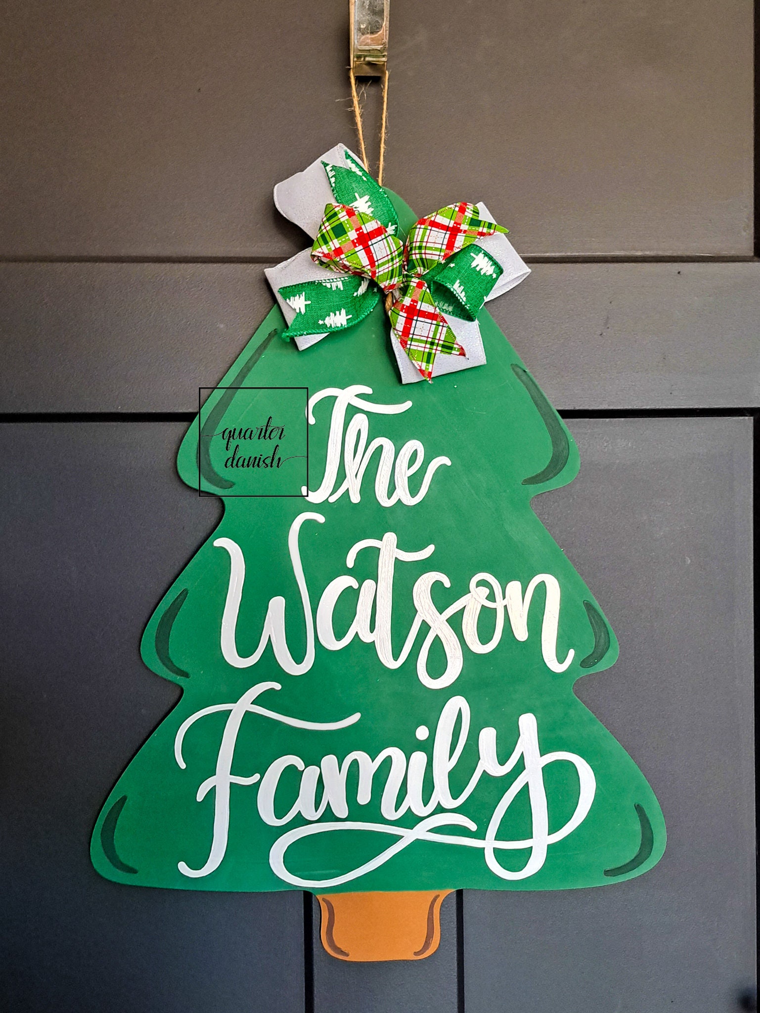 Personalized Christmas Door Sign, Christmas Tree Door Hanger, Christmas ...