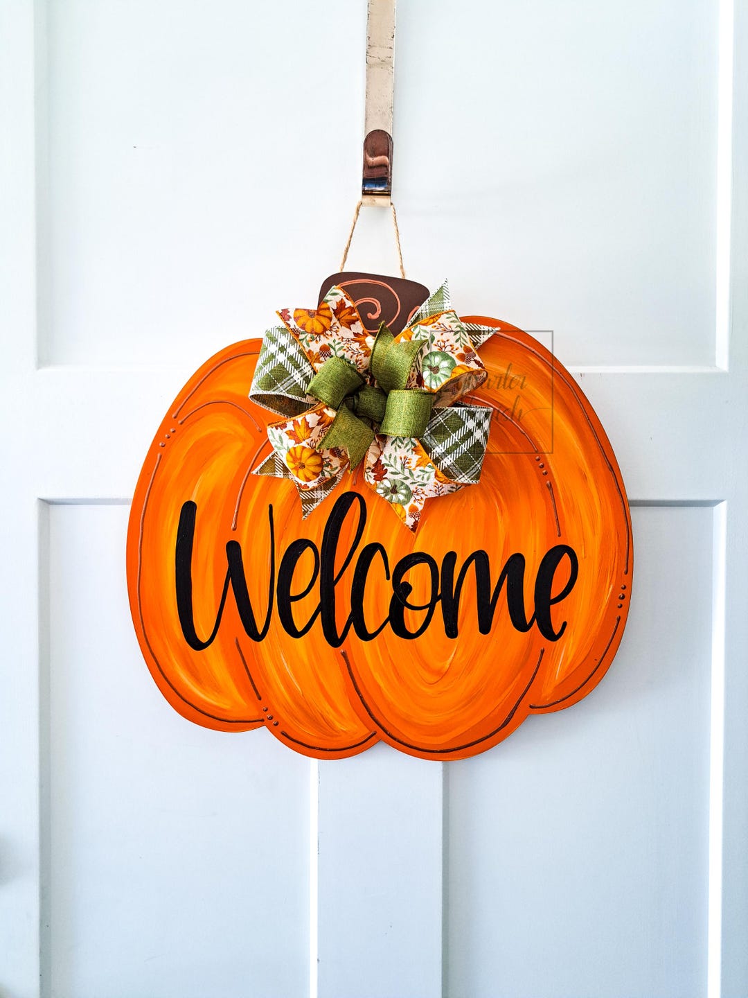 Pumpkin Door Hanger, Halloween Pumpkin Decor, Fall Pumpkin Wreath for ...