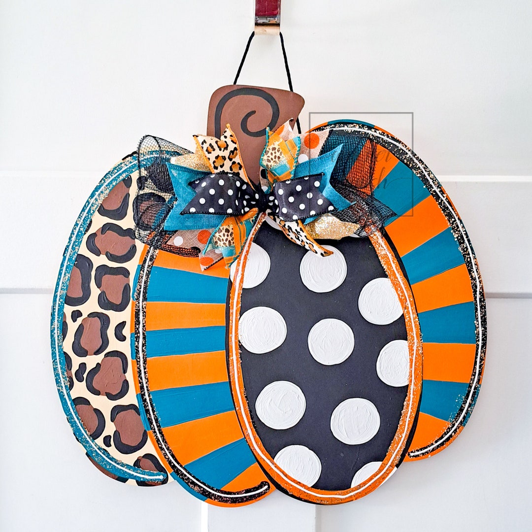 Pumpkin Door Hanger, Halloween Pumpkin Decor, Fall Pumpkin Wreath for ...