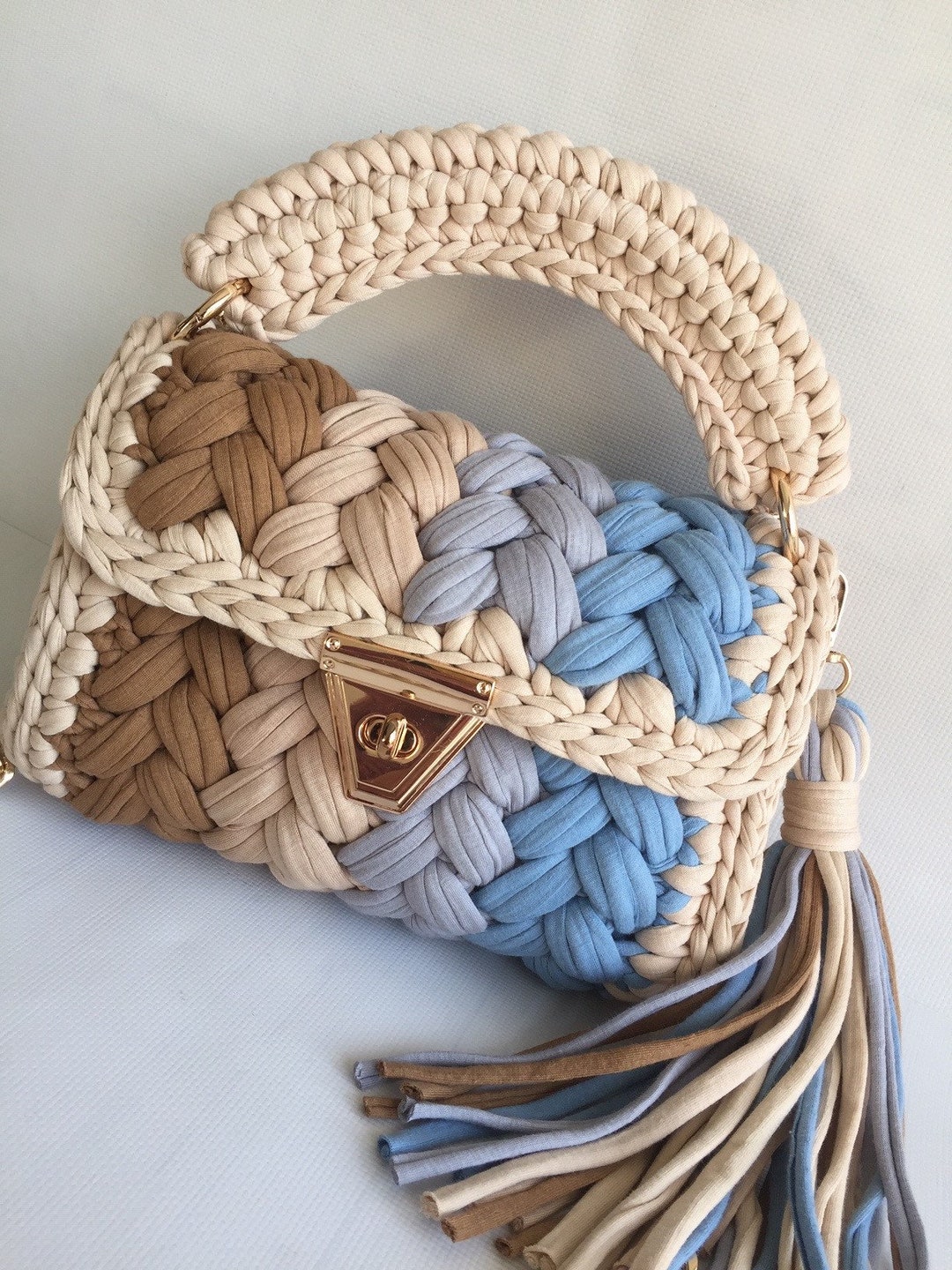 Multi Color Bag/hand Woven Bag/crochet Bag/knitted Bag/colorful Bag ...