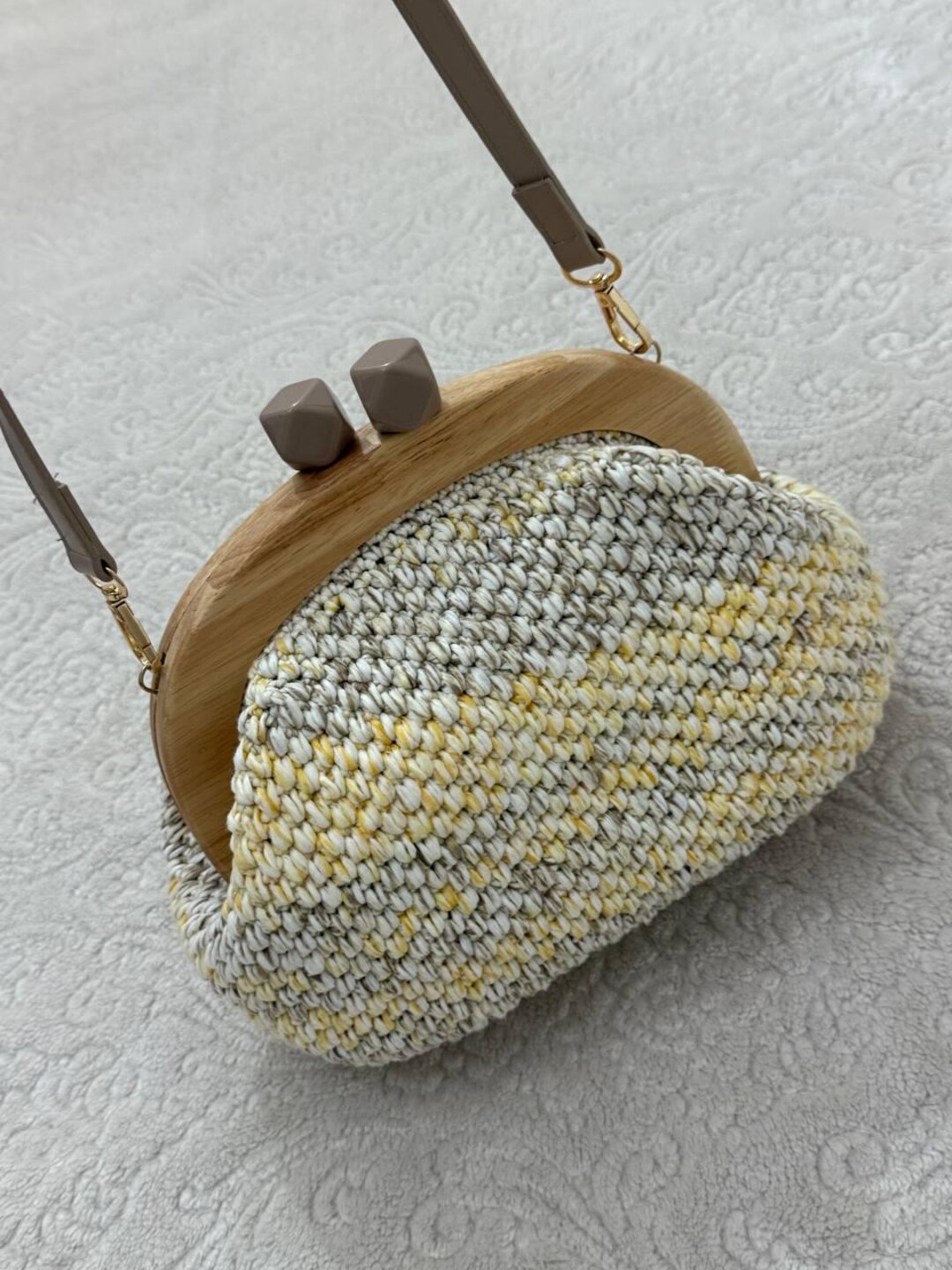 Handmade Wooden Framed Raffia Clutch Bag / Soft Rafia Bag / Straw Beach ...