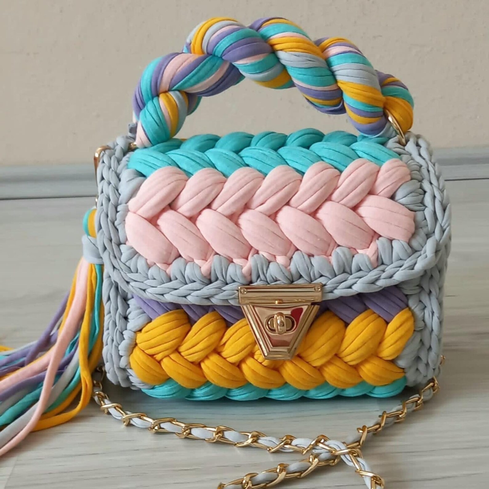 Multi Color Bag/hand Woven Bag/crochet Bag/knitted Bag/colorful Bag ...