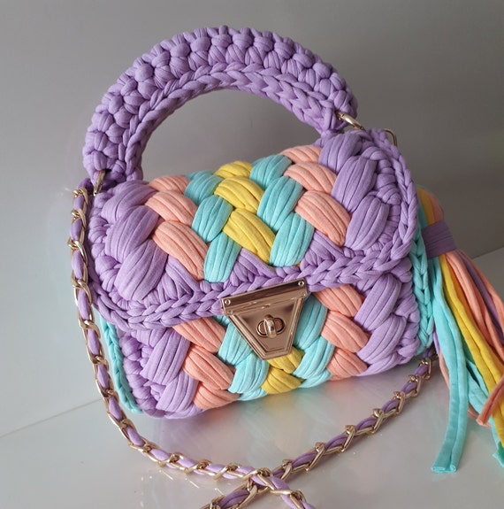 Multi Color Bag/handmade Bag/hand Woven Bag/crochet - Etsy