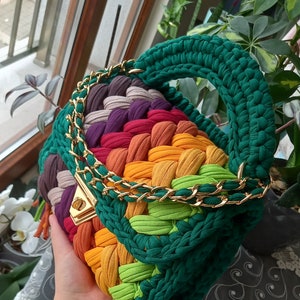 Multi Color Bag/hand Woven Bag/crochet Bag/knitted Bag/colorful Bag ...