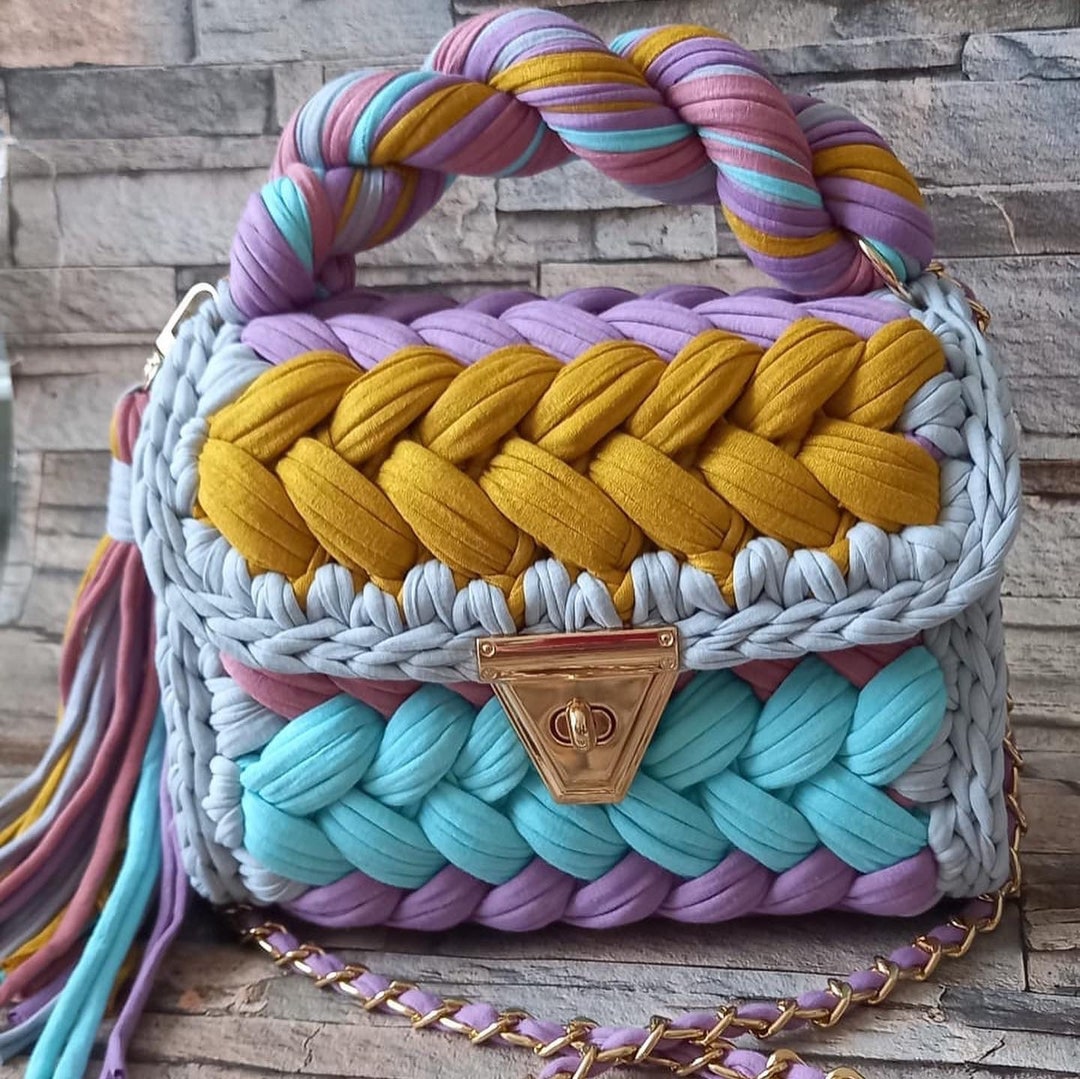 Multi Color Bag/hand Woven Bag/crochet Bag/knitted Bag/colorful Bag ...