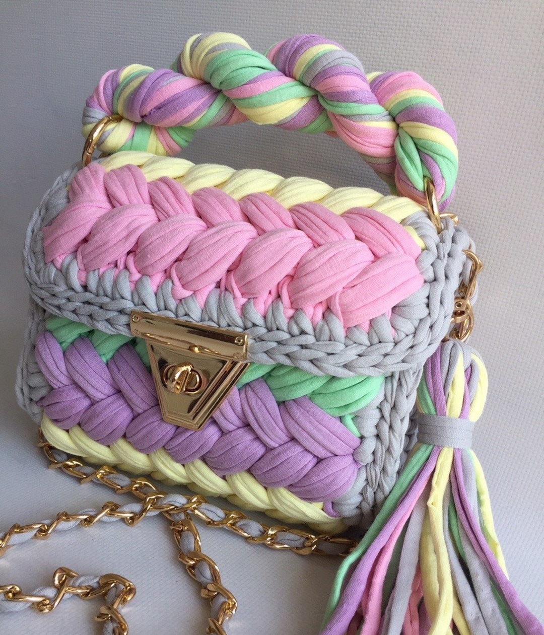 Multi Color Bag/hand Woven Bag/crochet Bag/knitted Bag/colorful Bag ...