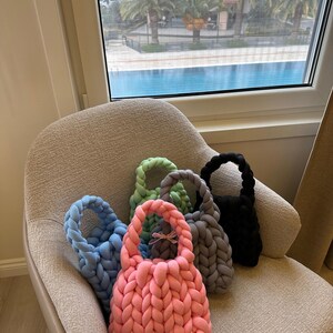 Chunky Knit Bag / Handmade Marshmallow Bag / Thick Bulky Giant Wool ...
