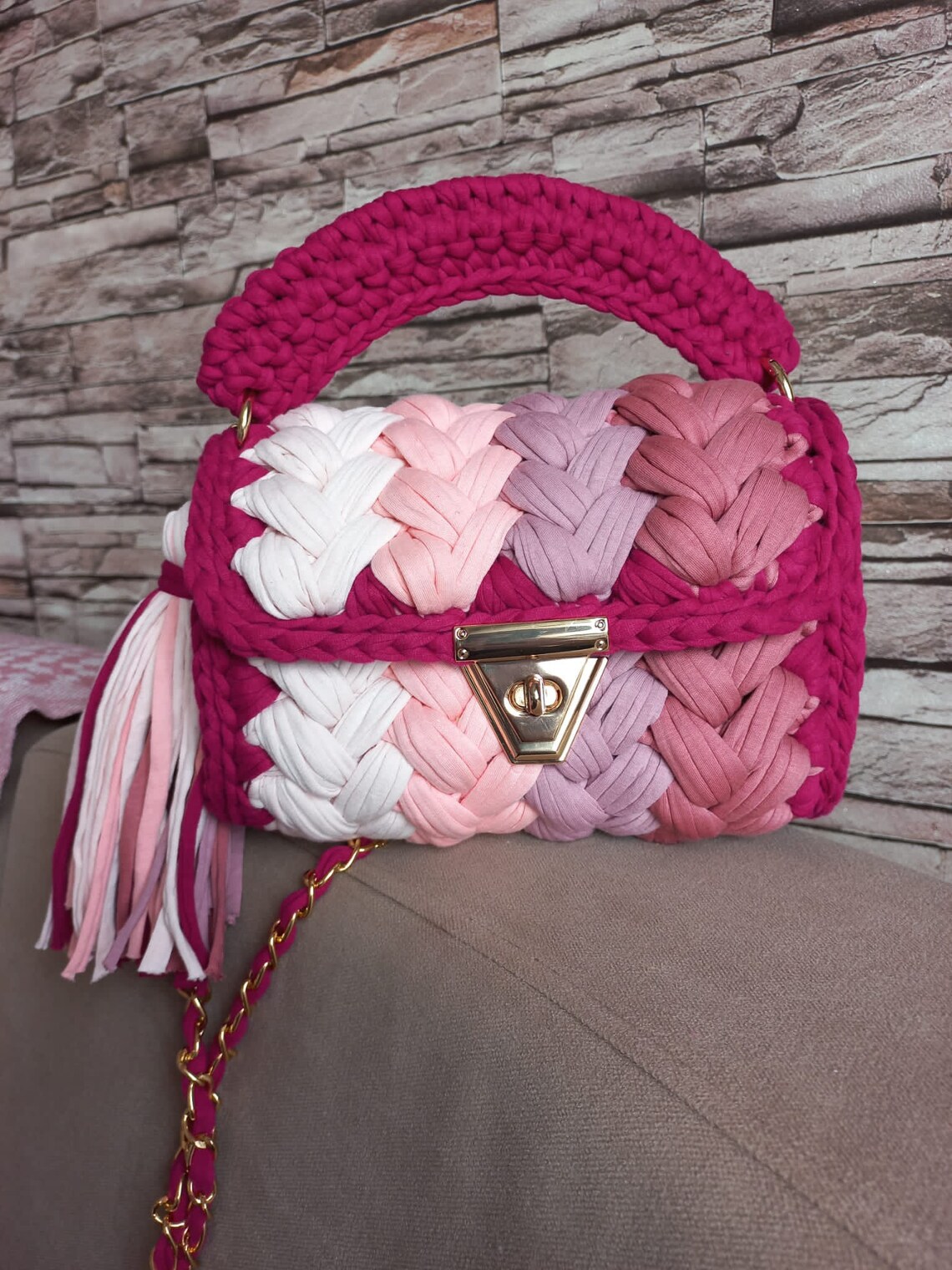 Multi Color Bag/hand Woven Bag/crochet Bag/knitted - Etsy