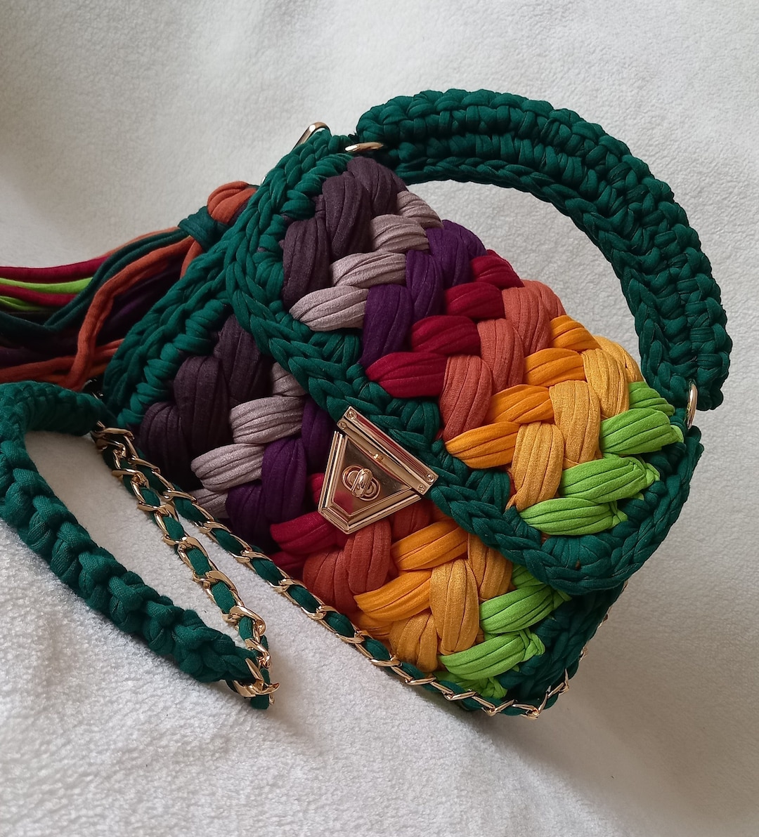 Multi Color Bag/hand Woven Bag/crochet Bag/knitted Bag/colorful Bag ...