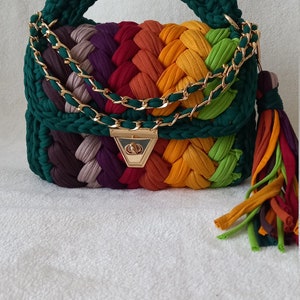 Multi Color Bag/hand Woven Bag/crochet Bag/knitted Bag/colorful Bag ...