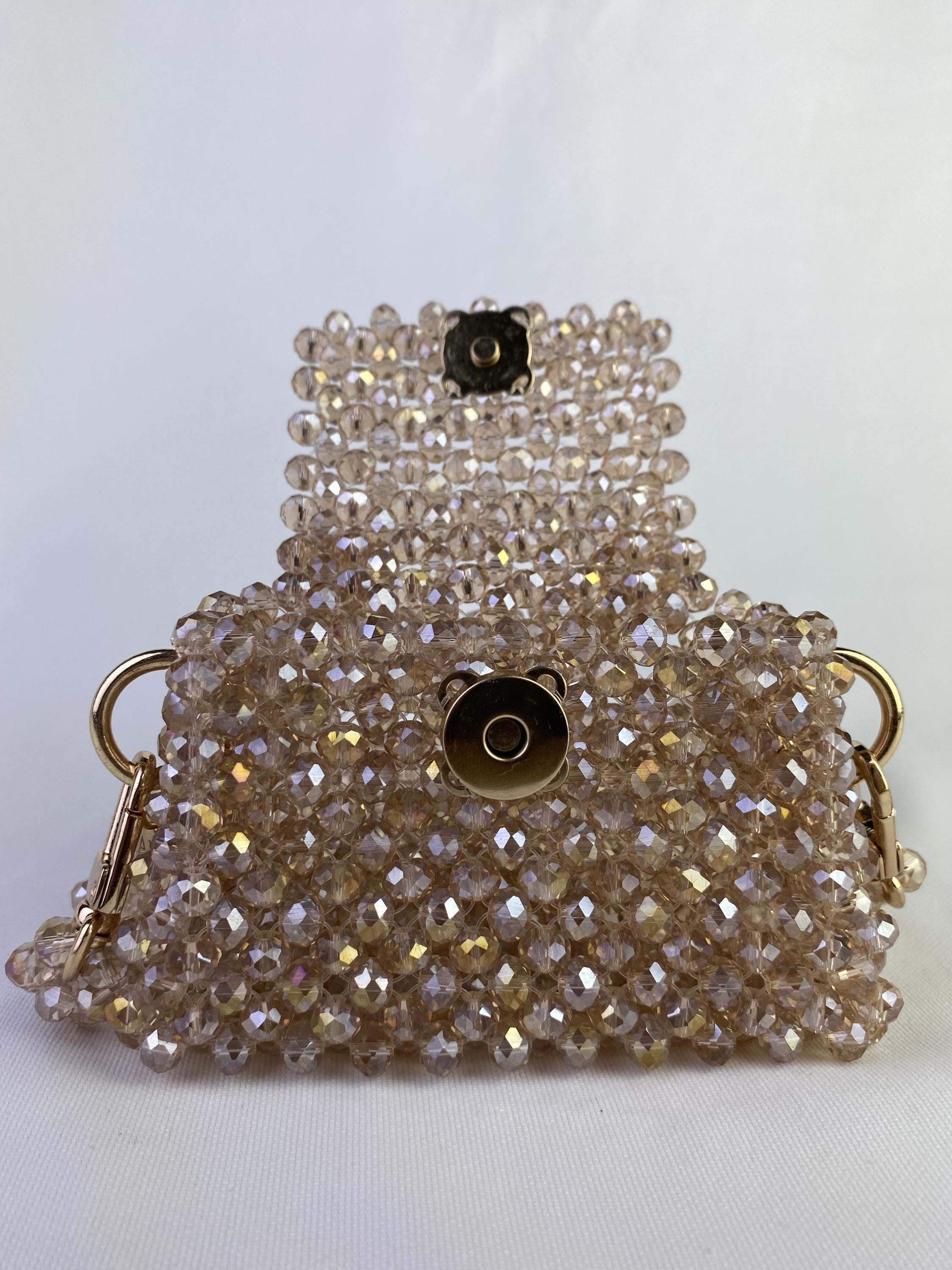 Crystal GLASS Bead Bag/crystal Bead Bag/luxury Bead Bag, Evening Bag ...