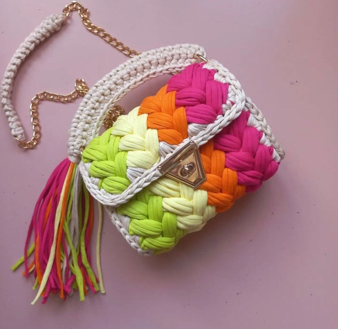 Multi Color Bag/hand Woven Bag/crochet Bag/knitted Bag/colorful Bag ...