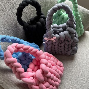 Chunky Knit Bag / Handmade Marshmallow Bag / Thick Bulky Giant Wool ...