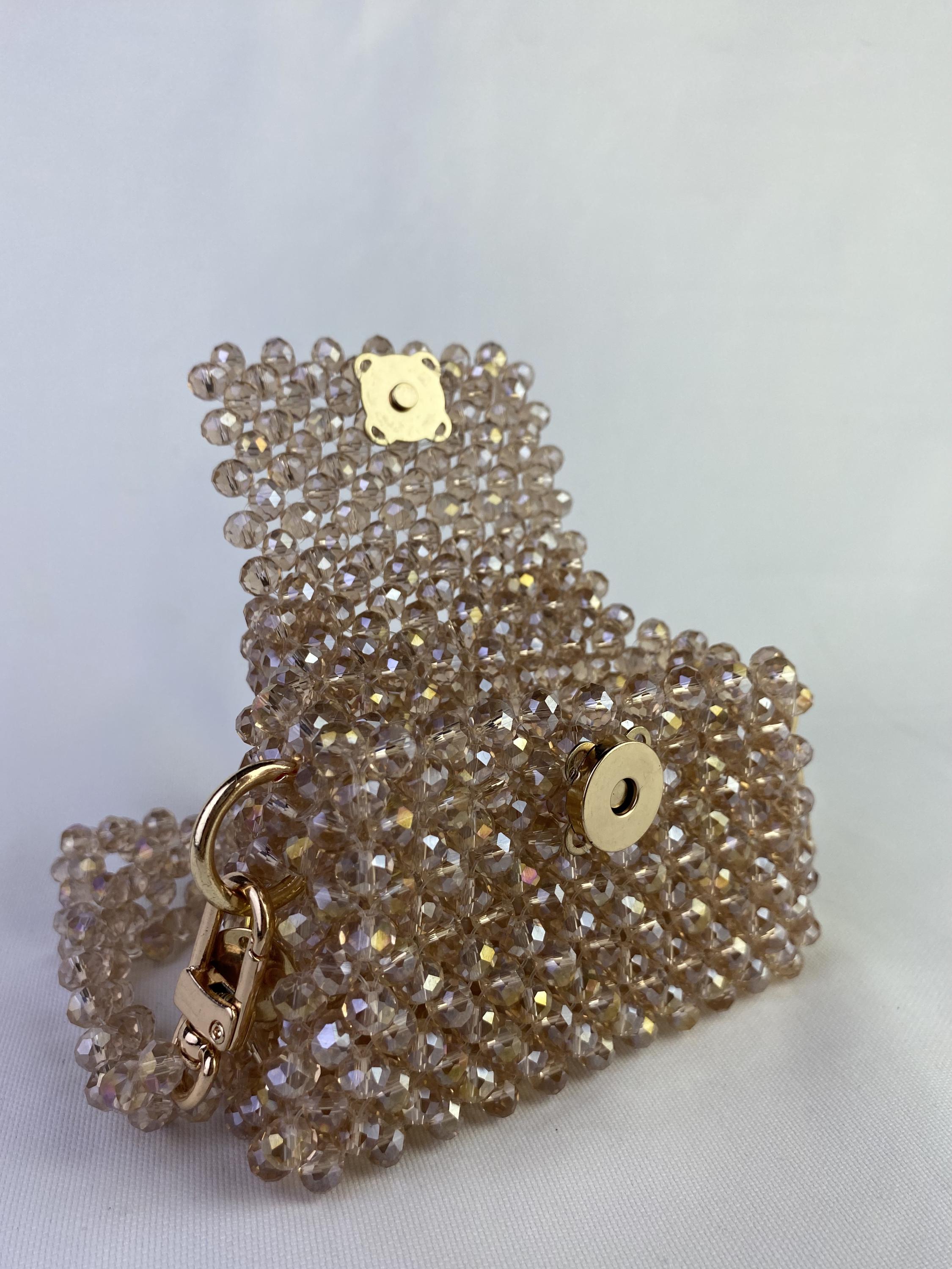Crystal GLASS Bead Bag/crystal Bead Bag/luxury Bead Bag, Evening Bag ...