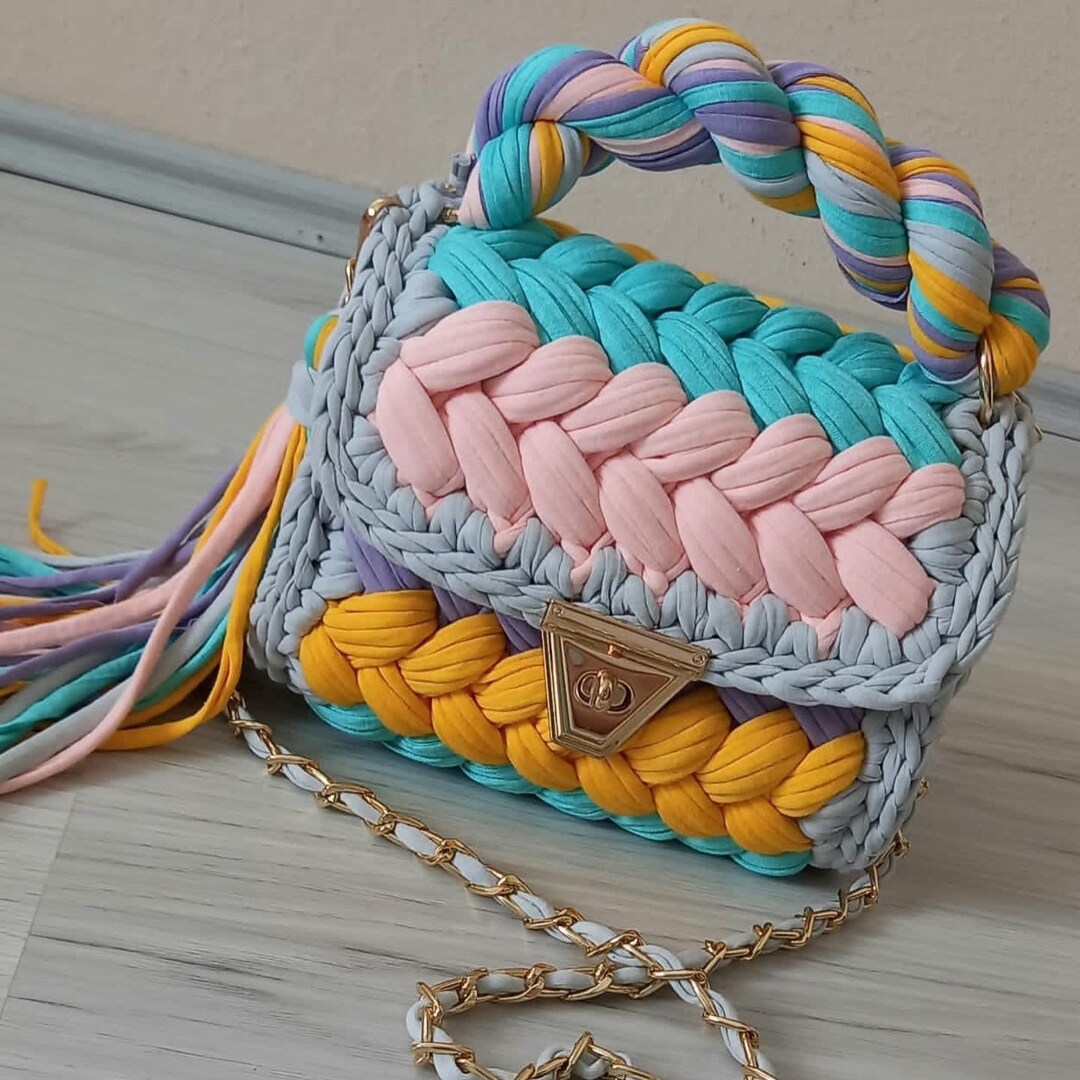 Multi Color Bag/hand Woven Bag/crochet Bag/knitted Bag/colorful Bag ...