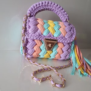 Multi Color Bag/handmade Bag/hand Woven Bag/crochet Bag/knitted Bag ...