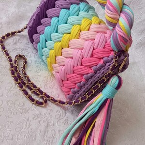 Multi Color Bag/hand Woven Bag/crochet Bag/knitted Bag/colorful Bag ...