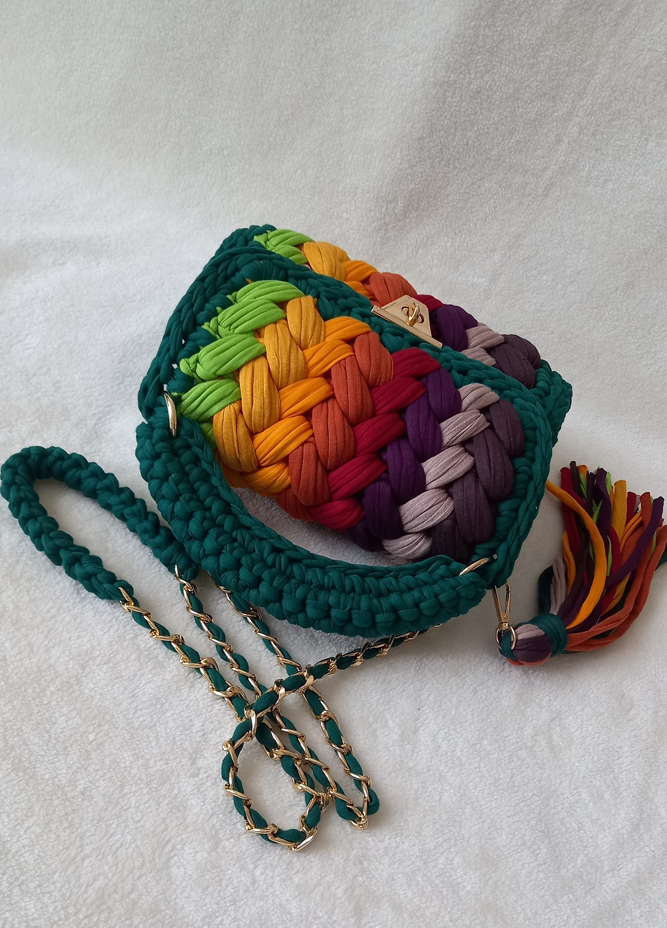 Multi Color Bag/hand Woven Bag/crochet Bag/knitted | Etsy