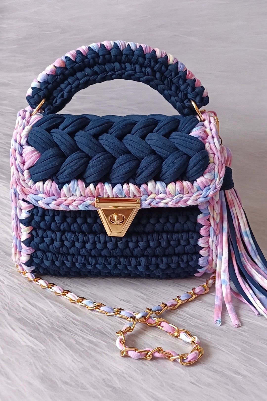 Multi Color Bag/hand Woven Bag/crochet Bag/knitted Bag/colorful Bag ...