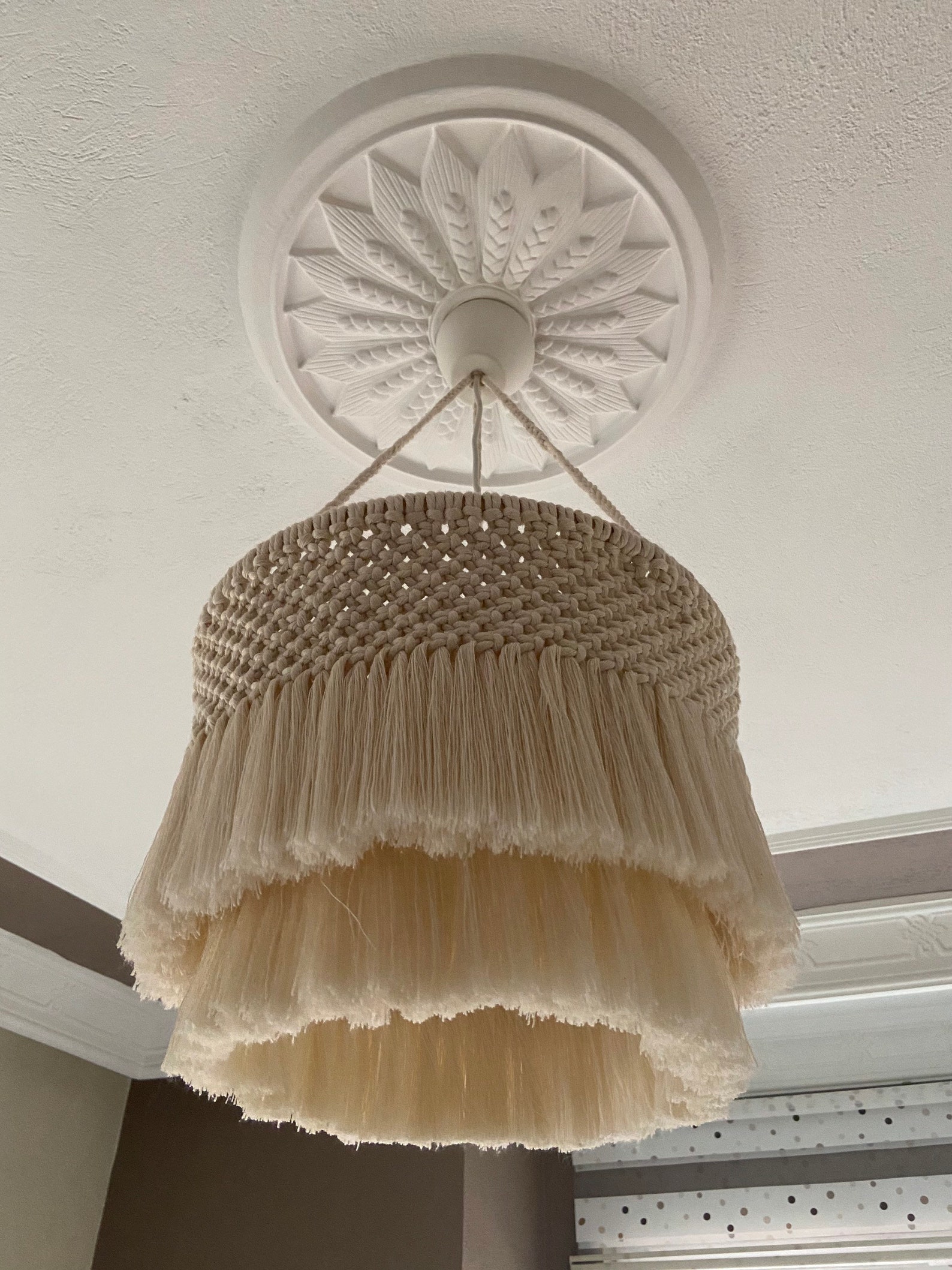 Tassel Chandelier/Boho Macrame Lamp Shade/Boho Ceiling | Etsy