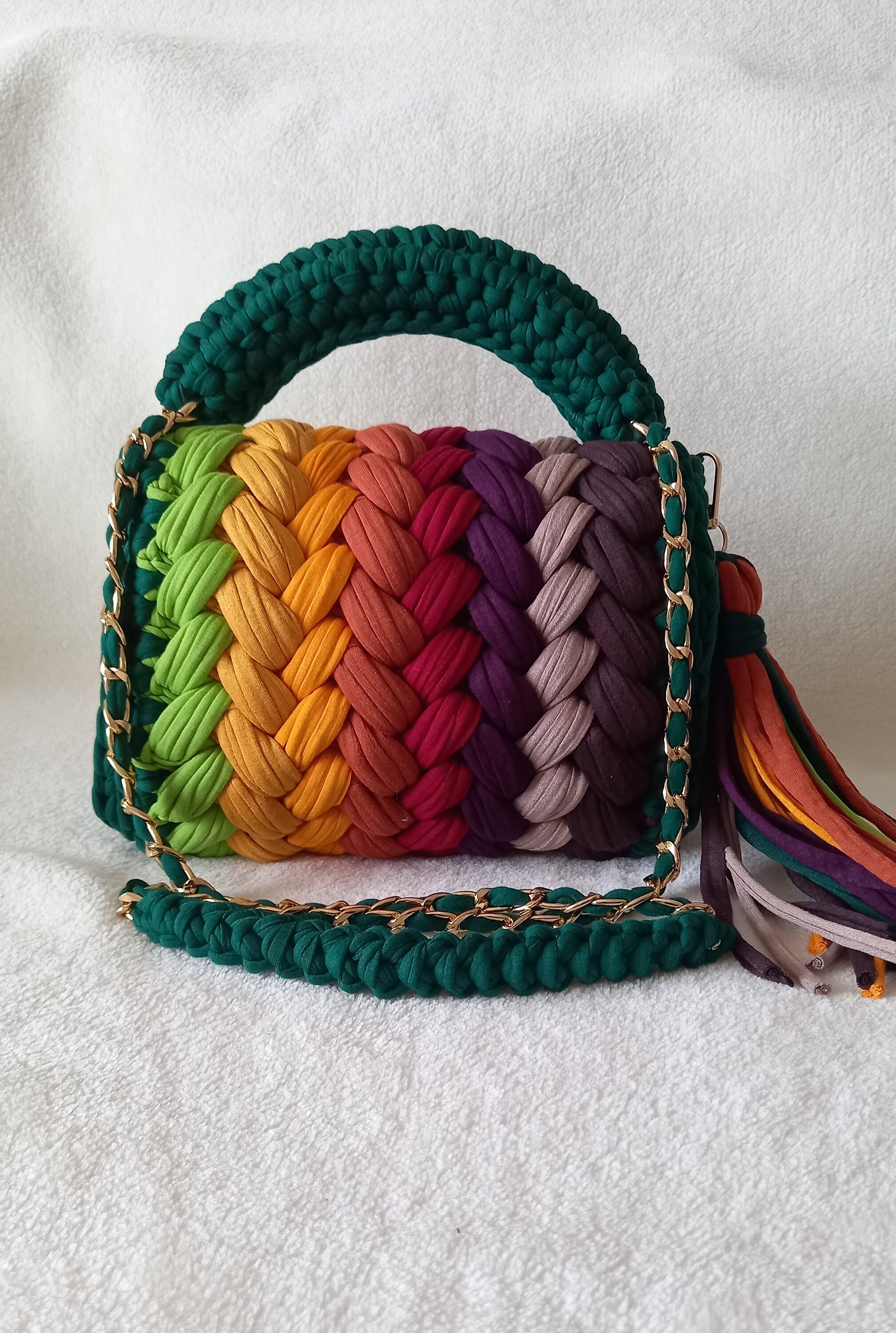 Multi Color Bag/hand Woven Bag/crochet Bag/knitted | Etsy