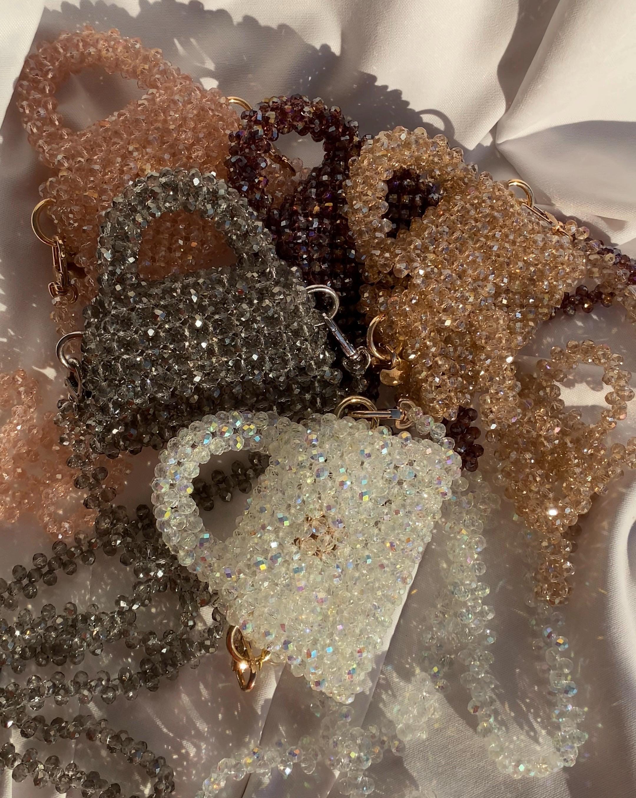 Crystal GLASS Bead Bag/crystal Bead Bag/luxury Bead Bag, Evening Bag ...
