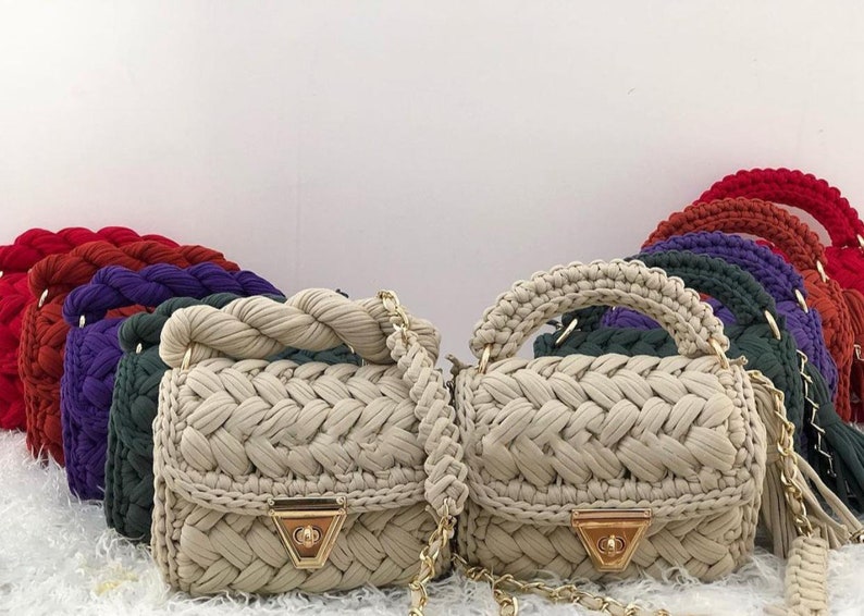 Handmade Crochet Shoulder Bag: Women's Knitted Purse, Evening Cocktail ...