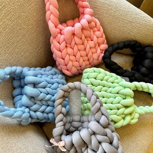 Chunky Knit Bag / Handmade Marshmallow Bag / Thick Bulky Giant Wool ...