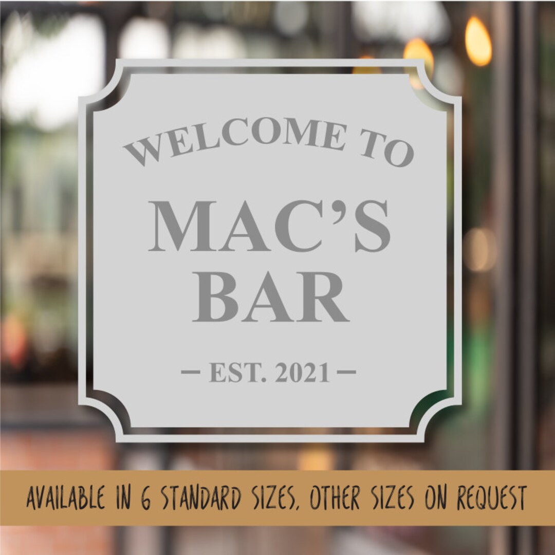 Frosted Glass Effect Pub Shed Home Bar Window or Fridge Decal Vinyl ...