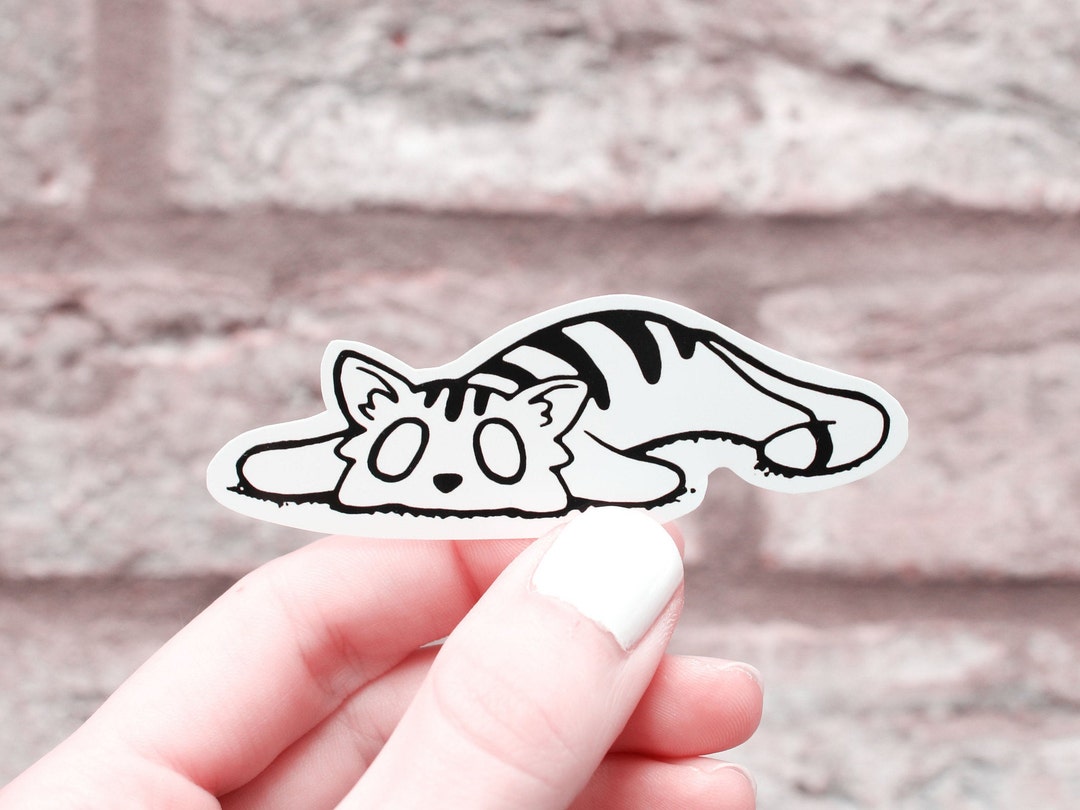 Lazy Cat | Vinyl Waterproof Sticker | Gloss Finish | Cute Ink | - Etsy