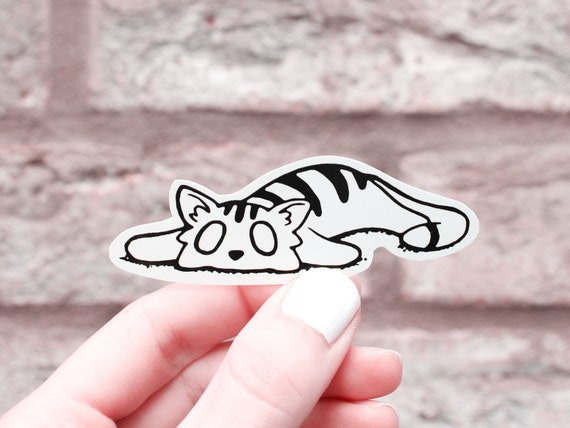 Lazy Cat Vinyl Waterproof Sticker Gloss Finish Cute Ink - Etsy