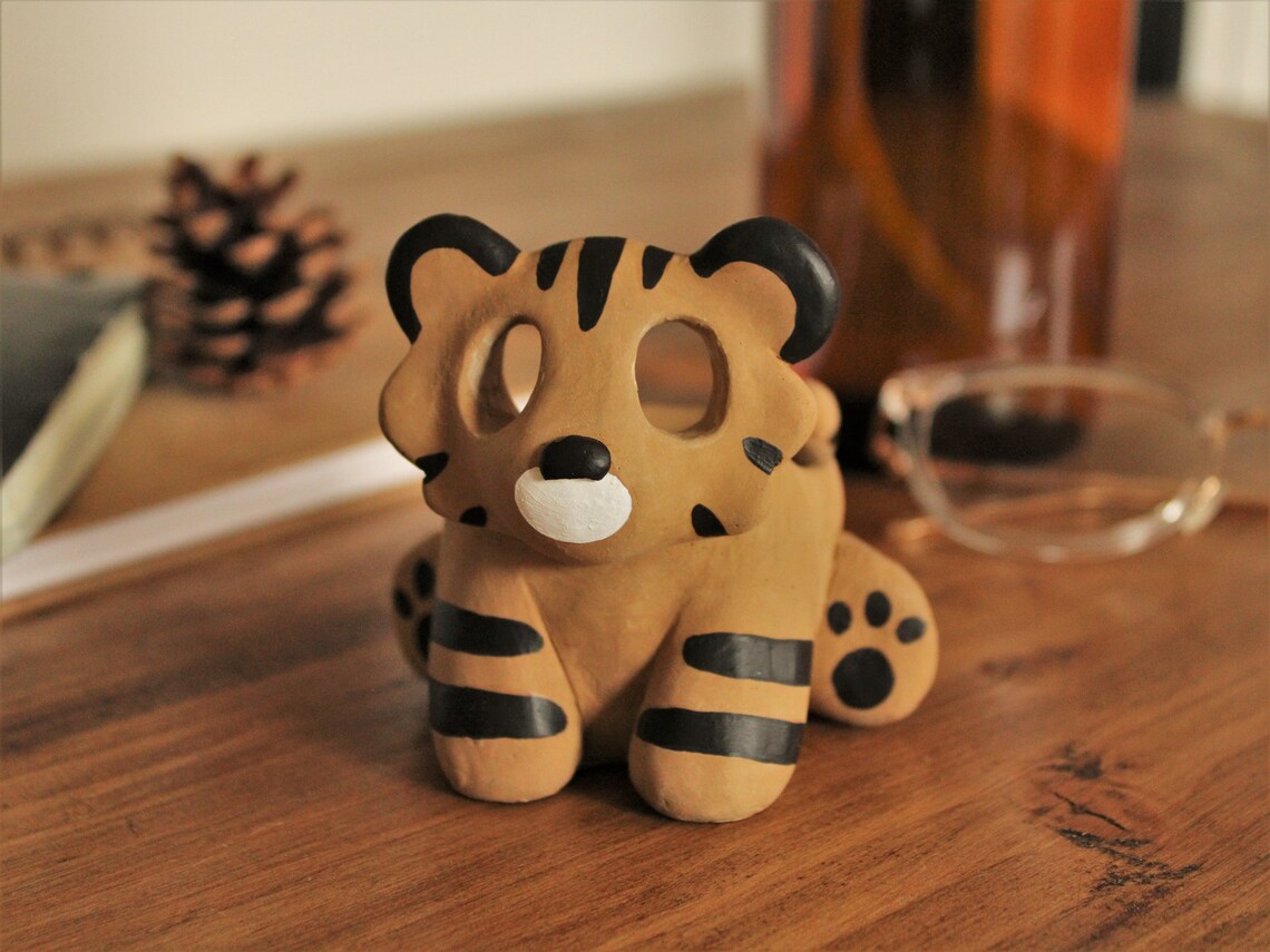 Tiger Candle Holder Tealight Ceramic Animal Cute Gift - Etsy