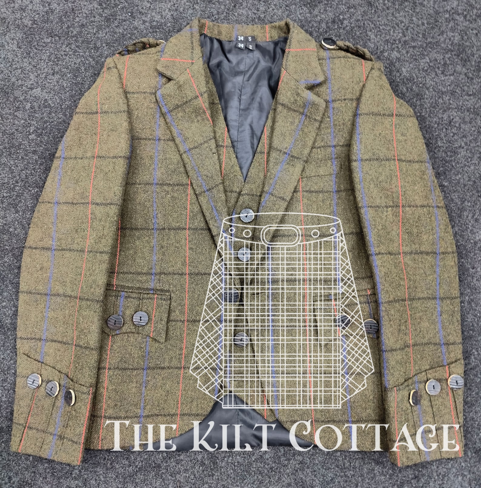 100% Wool Scottish Kilt Jacket and Waistcoat - Argyll Jacket - Made to Order - Premium Handmade ...
