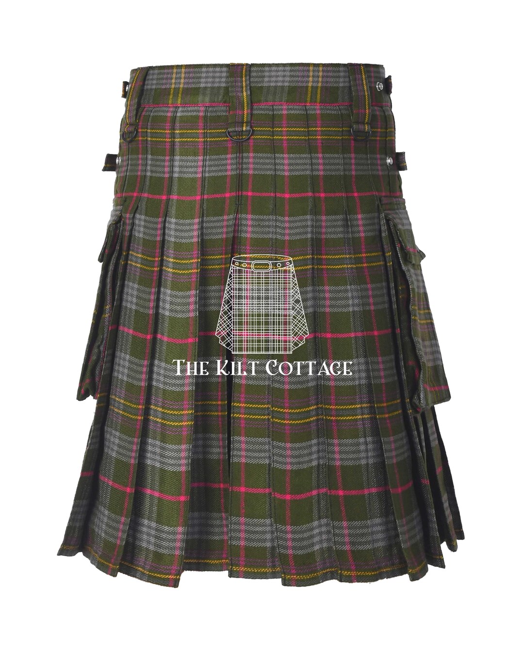 Kennedy Weathered Tartan Utility Kilt for Men - Traditional Highlanders ...