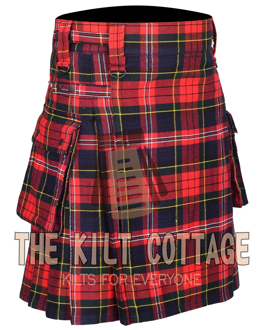 Traditional Scottish Kilt - Macpherson Tartan Utility Kilt for Men ...