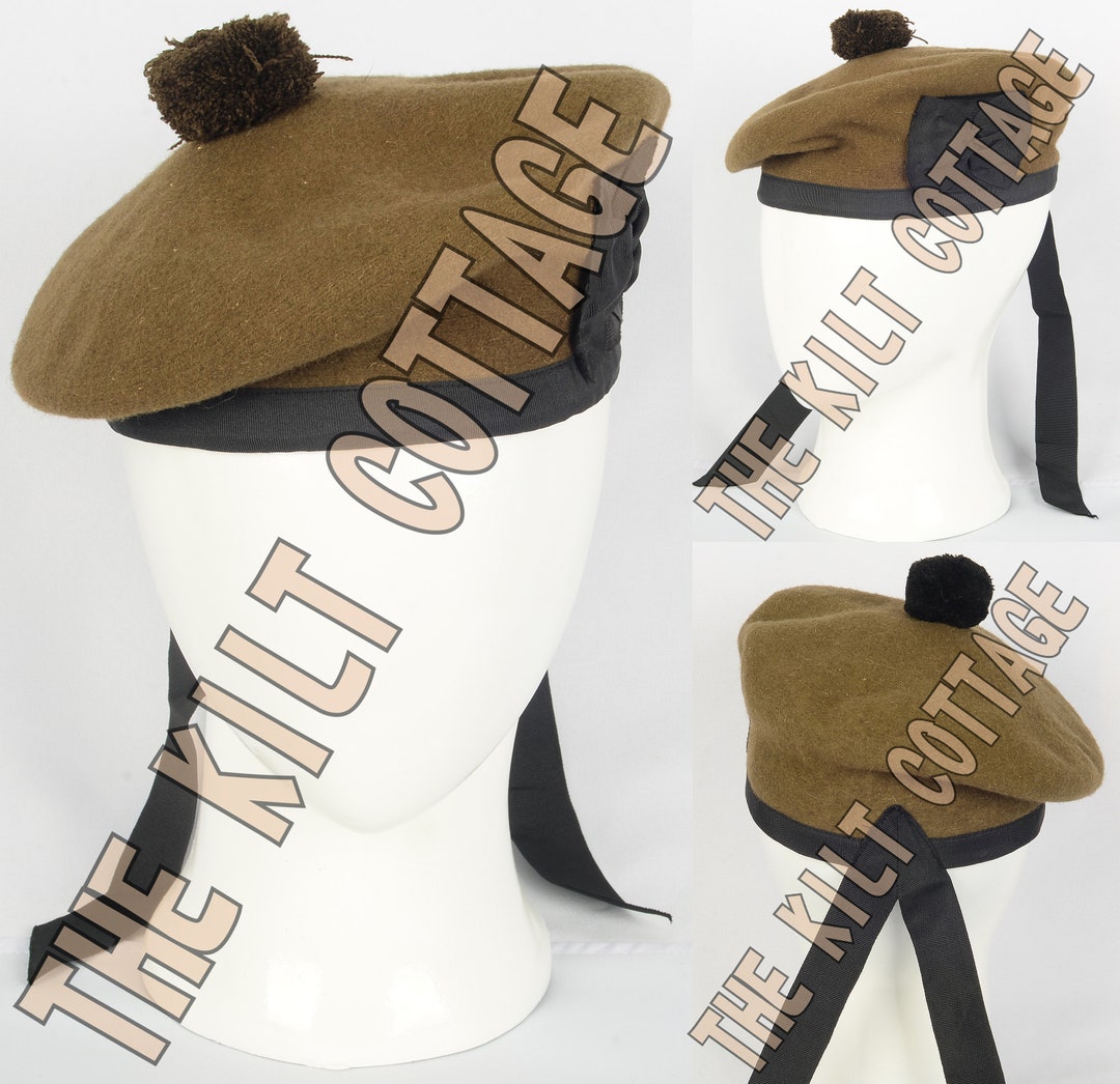 Scottish Balmoral Bonnet Hat - KILT Cap - Plain Tan Cap - 100% Wool ...