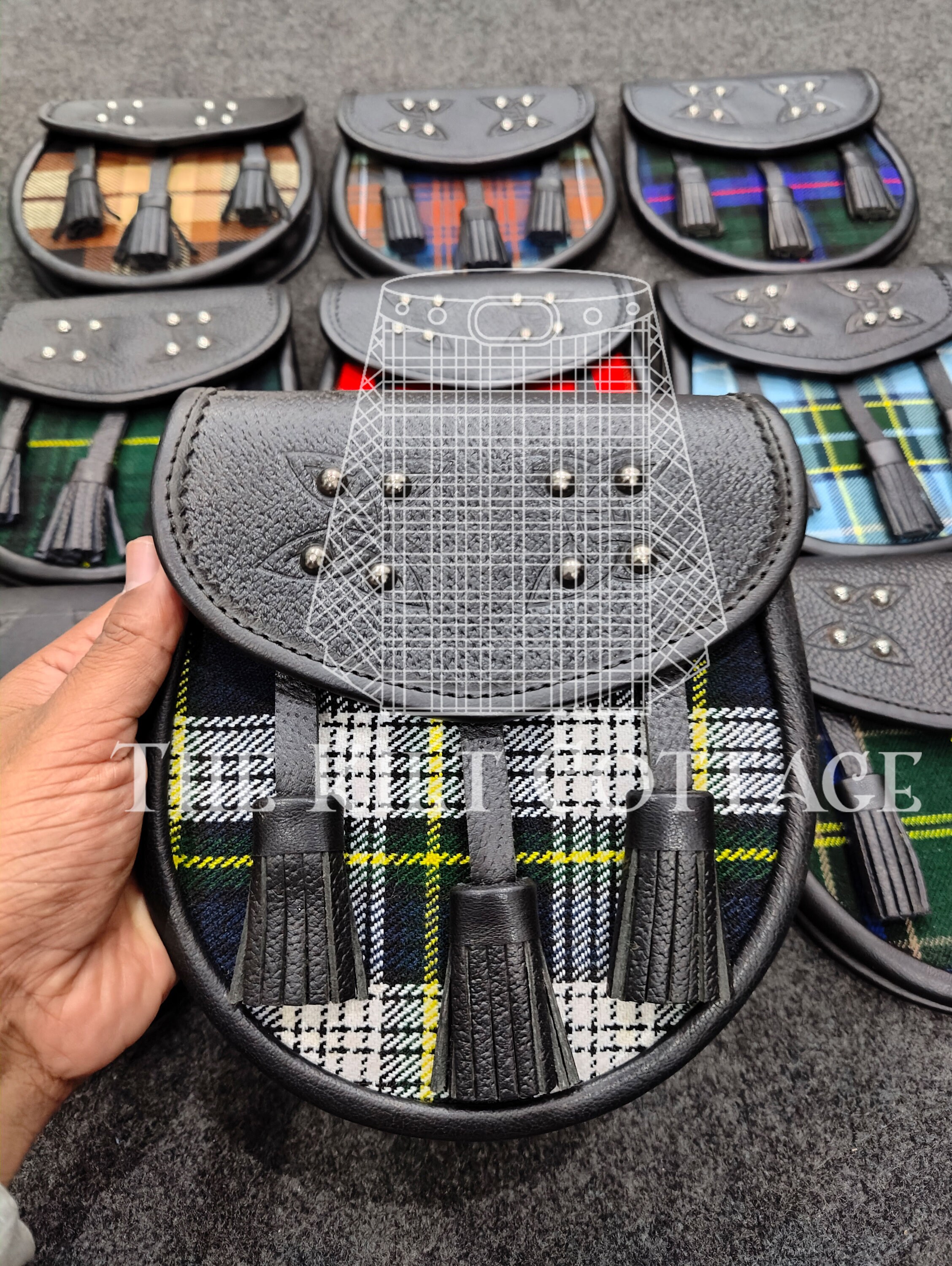 Scottish Day Sporran - Traditional Tartan Sporran - Handmade Leather ...