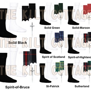 Kilt Flashes - Scottish Kilt Hose Sock Garters - Handamde Tartan Flashes - Highlander Kilt Socks ...