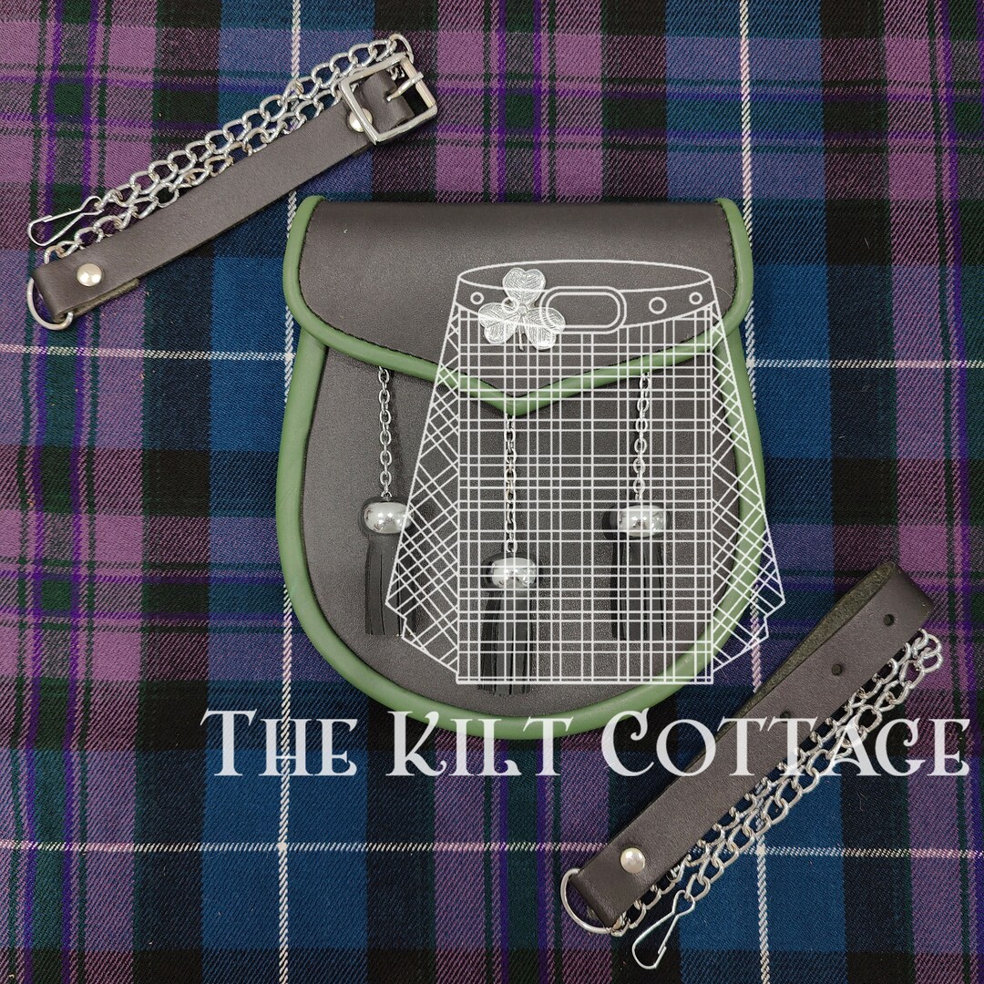 Scottish Day Sporran - Traditional Handmade Leather Shamrock Sporran ...