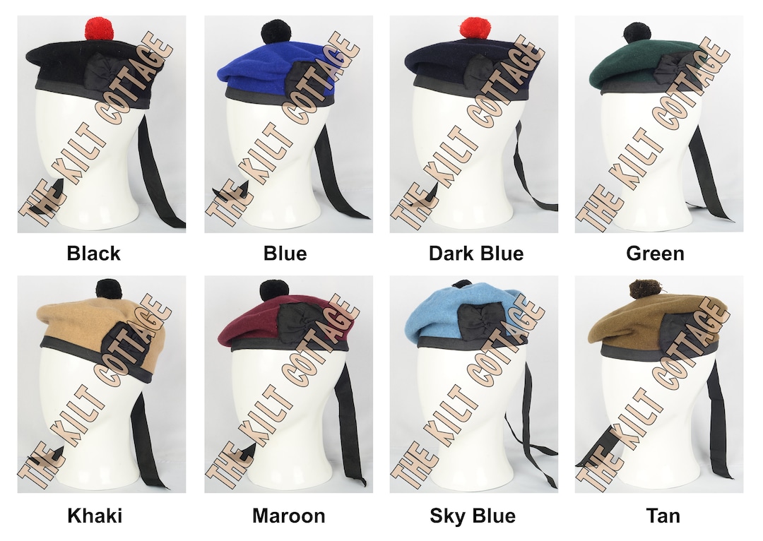 Scottish Balmoral Bonnet Hat - KILT Cap - 100% Wool British Military ...