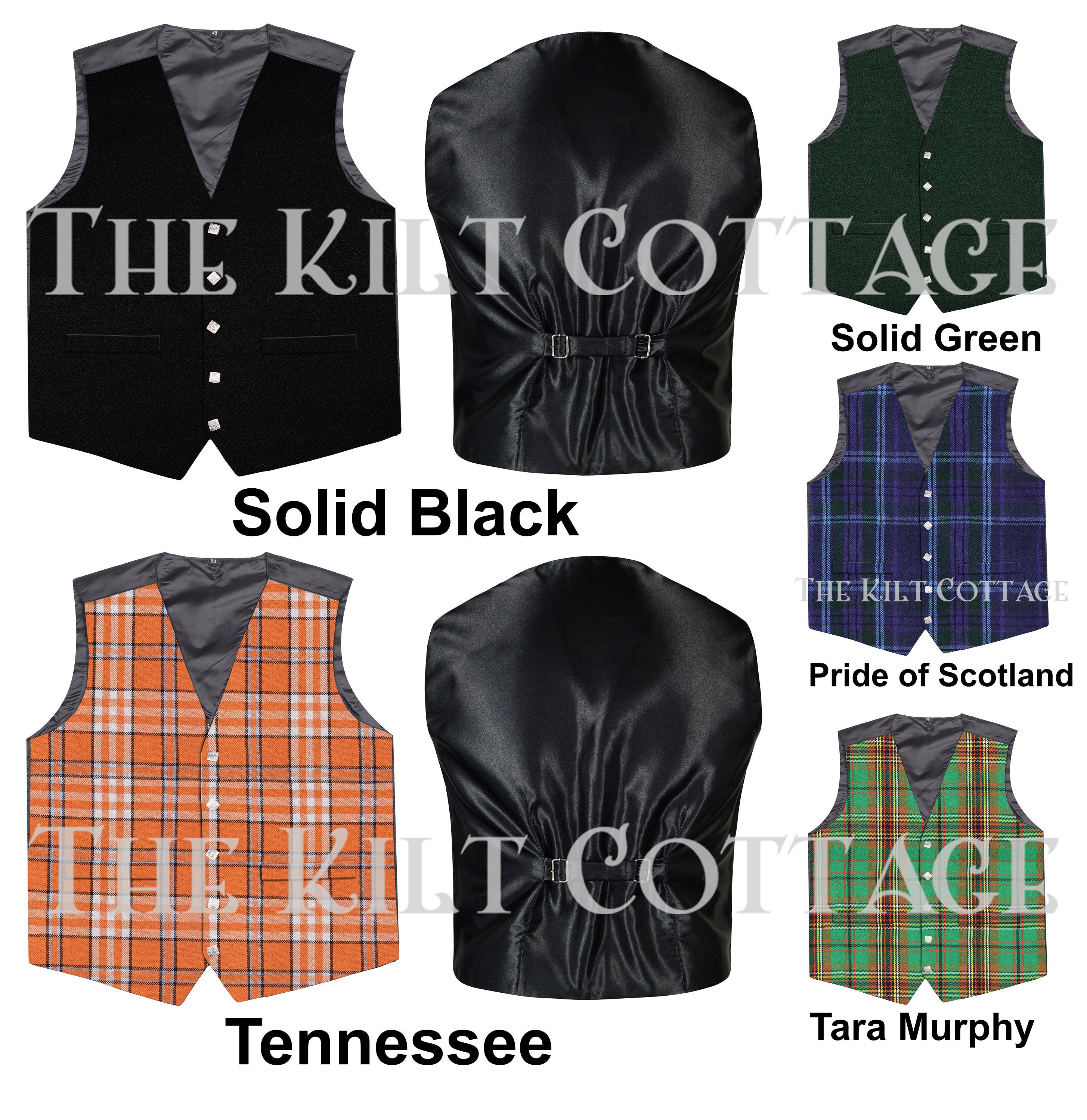 Scottish Tartan Waistcoat Kilt Vest 5 Buttons Traditional Wedding ...
