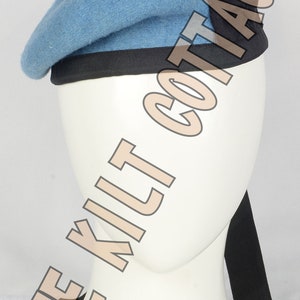 Scottish Balmoral Bonnet Hat - KILT Cap - Plain Sky Blue Cap - 100% ...
