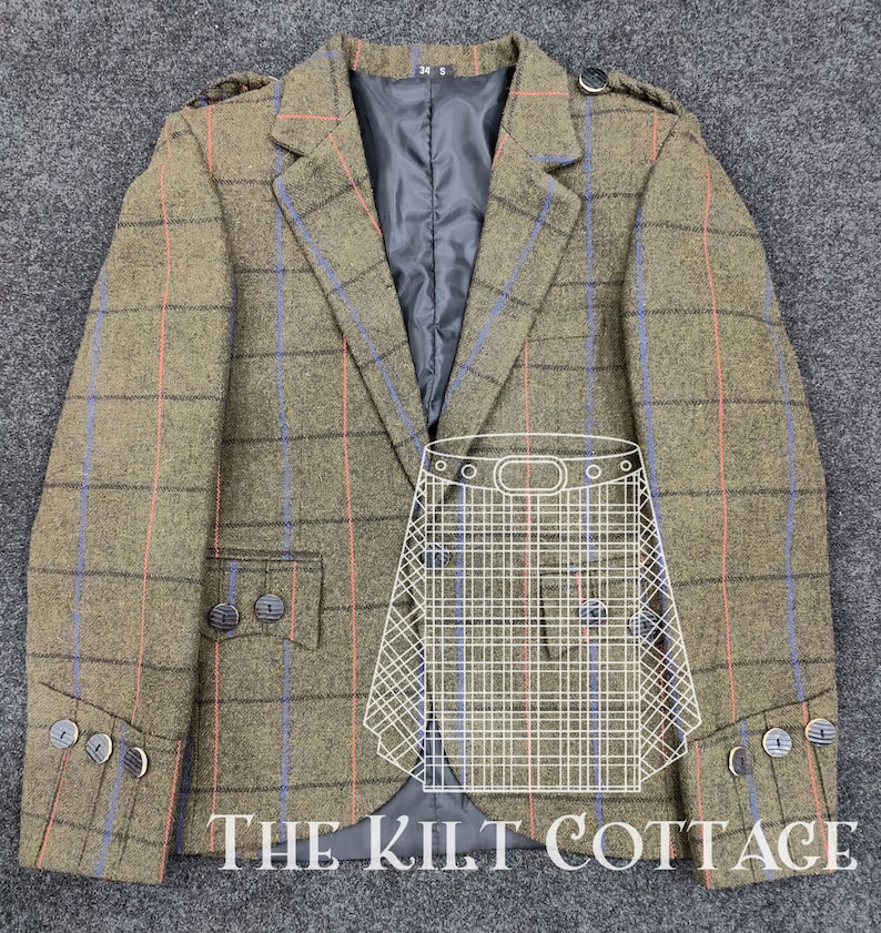 100% Wool Scottish Kilt Jacket and Waistcoat - Argyll Jacket - Made to Order - Premium Handmade ...