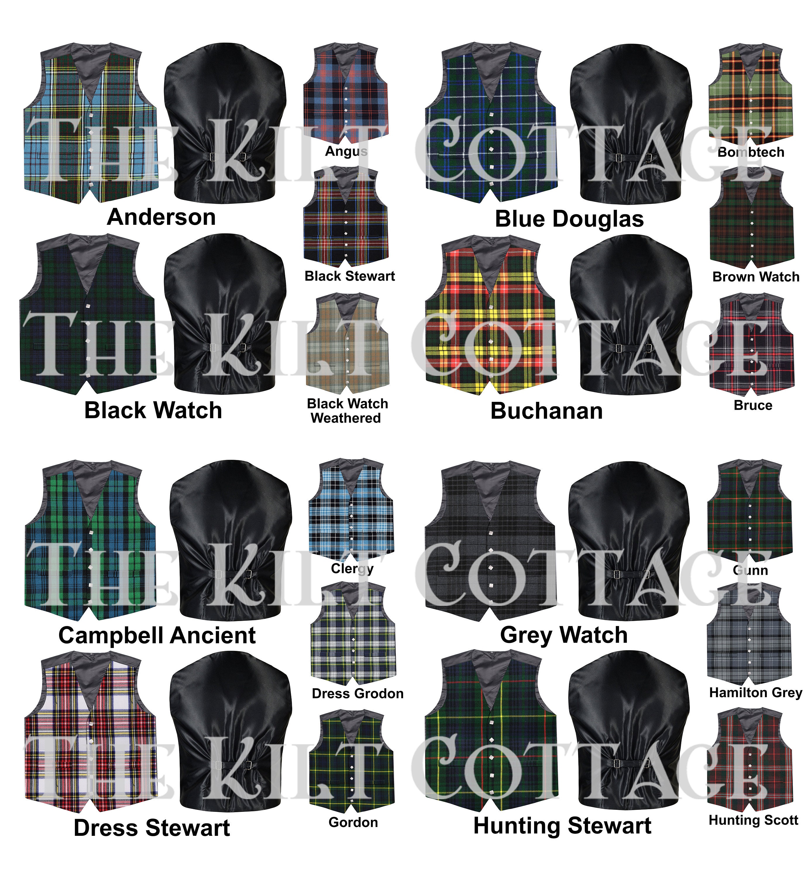 Scottish Tartan Waistcoat - Kilt Vest - 5 Buttons Traditional Wedding ...